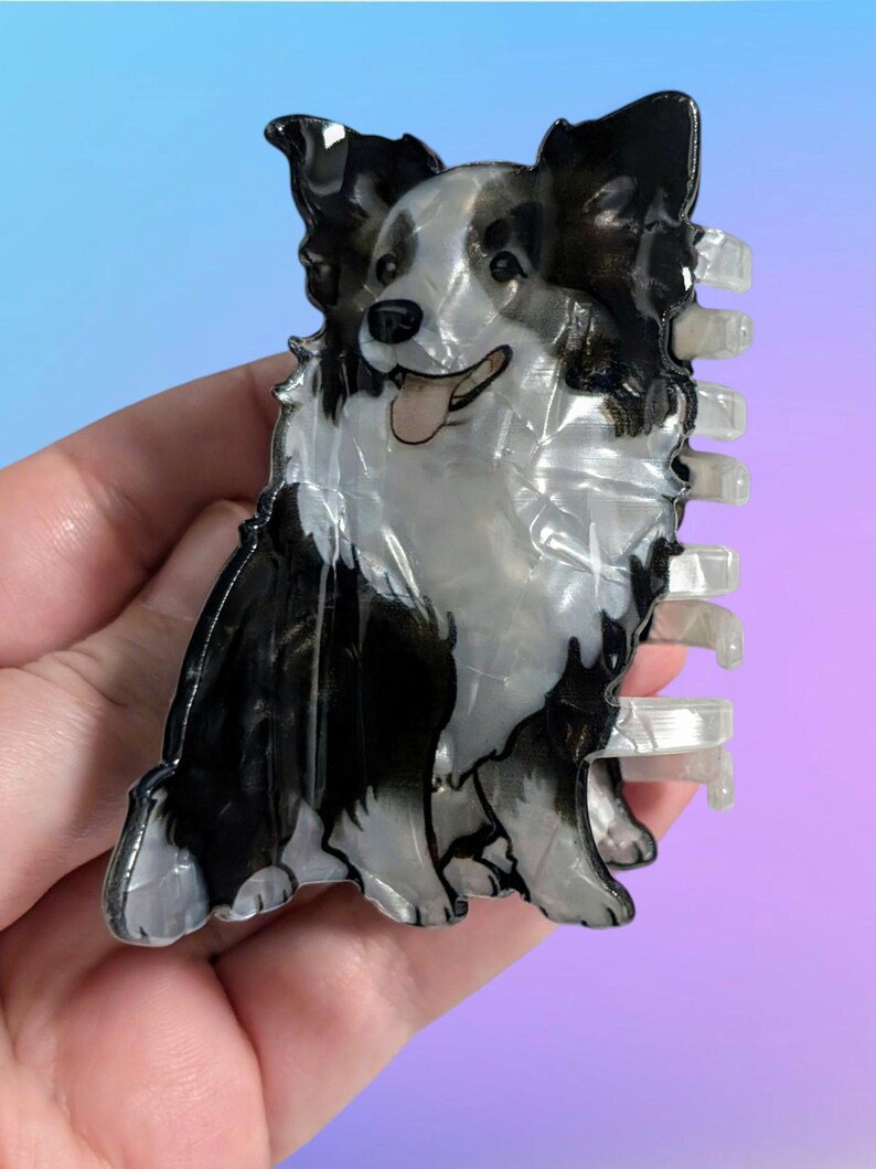 Border Collie Acrylic Hair Claw – Puppy Dog Lover Clip - Etsy