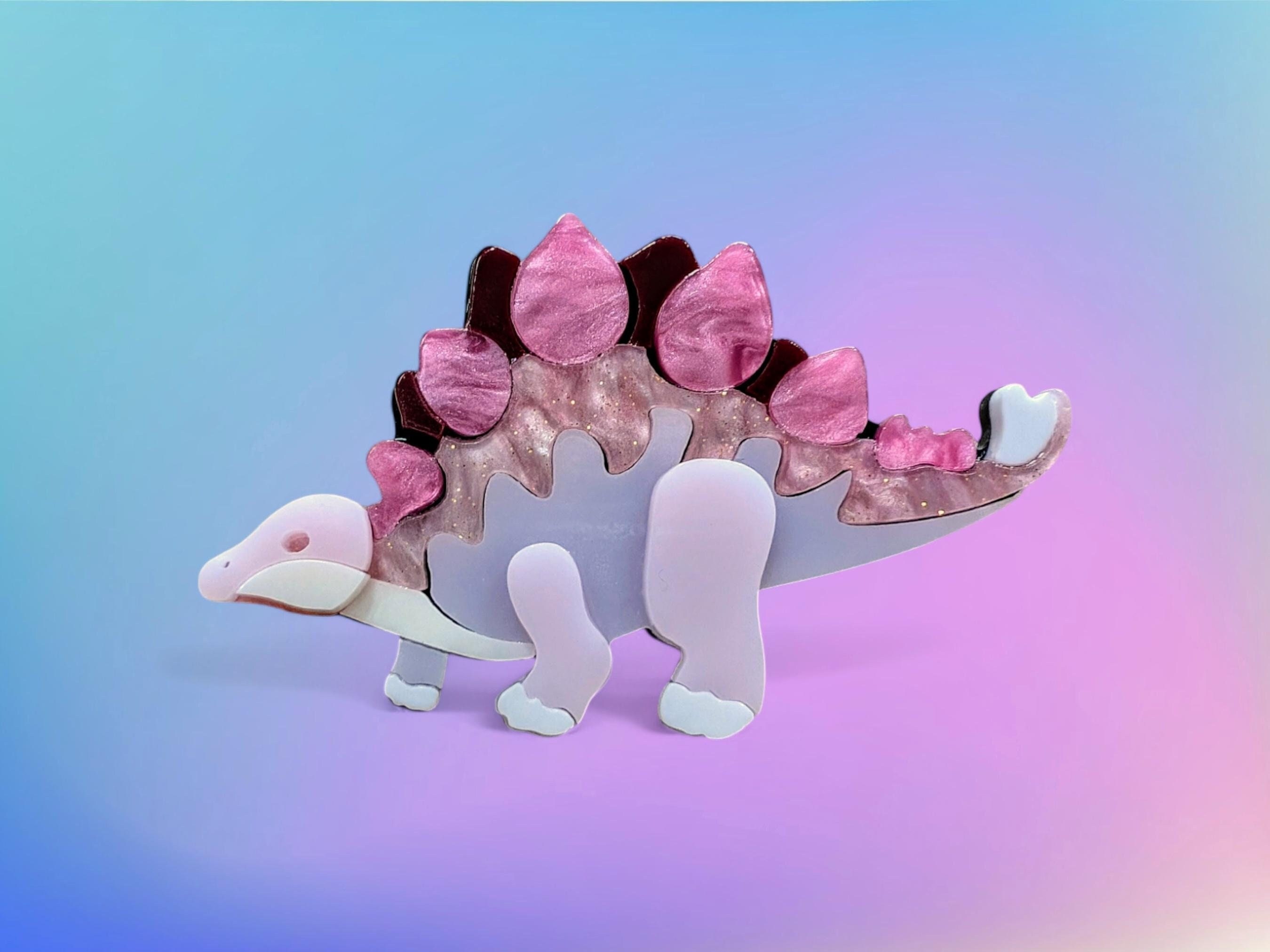 Pink Stegosaurus Dinosaur Cute Laser Cut Acrylic Pin Brooch - Etsy