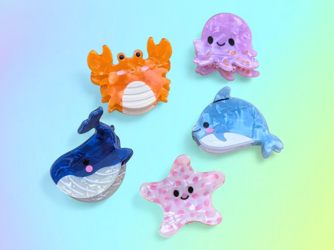 Ocean Friends Acrylic Hair Claw – Mini Sea Animal Clip - Etsy