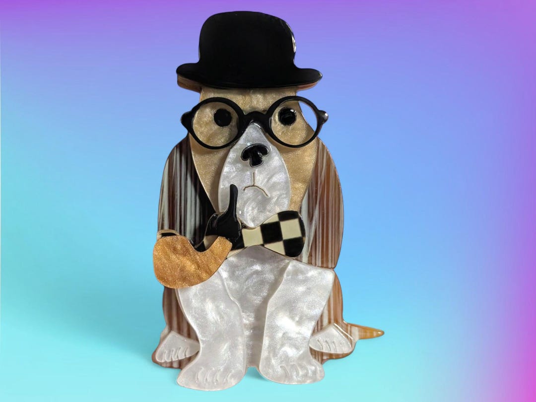 Dapper Detective Dog Basset Hound Laser Cut Acrylic Pin Brooch - Etsy