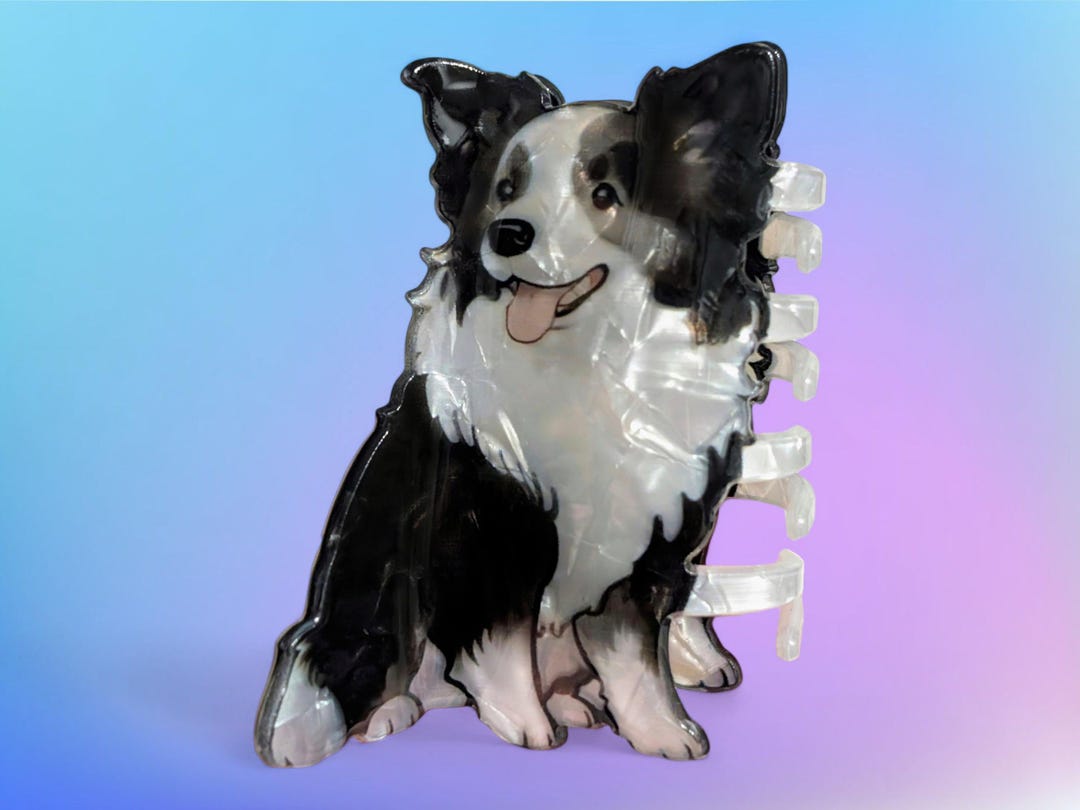 Border Collie Acrylic Hair Claw – Puppy Dog Lover Clip - Etsy