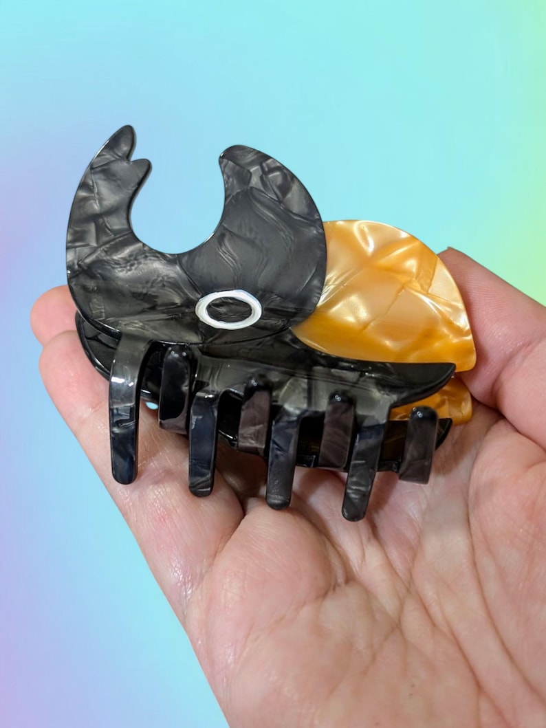 Beetle Hair Claw - Black & Gold Acrylic Insect Hair Clip - Etsy