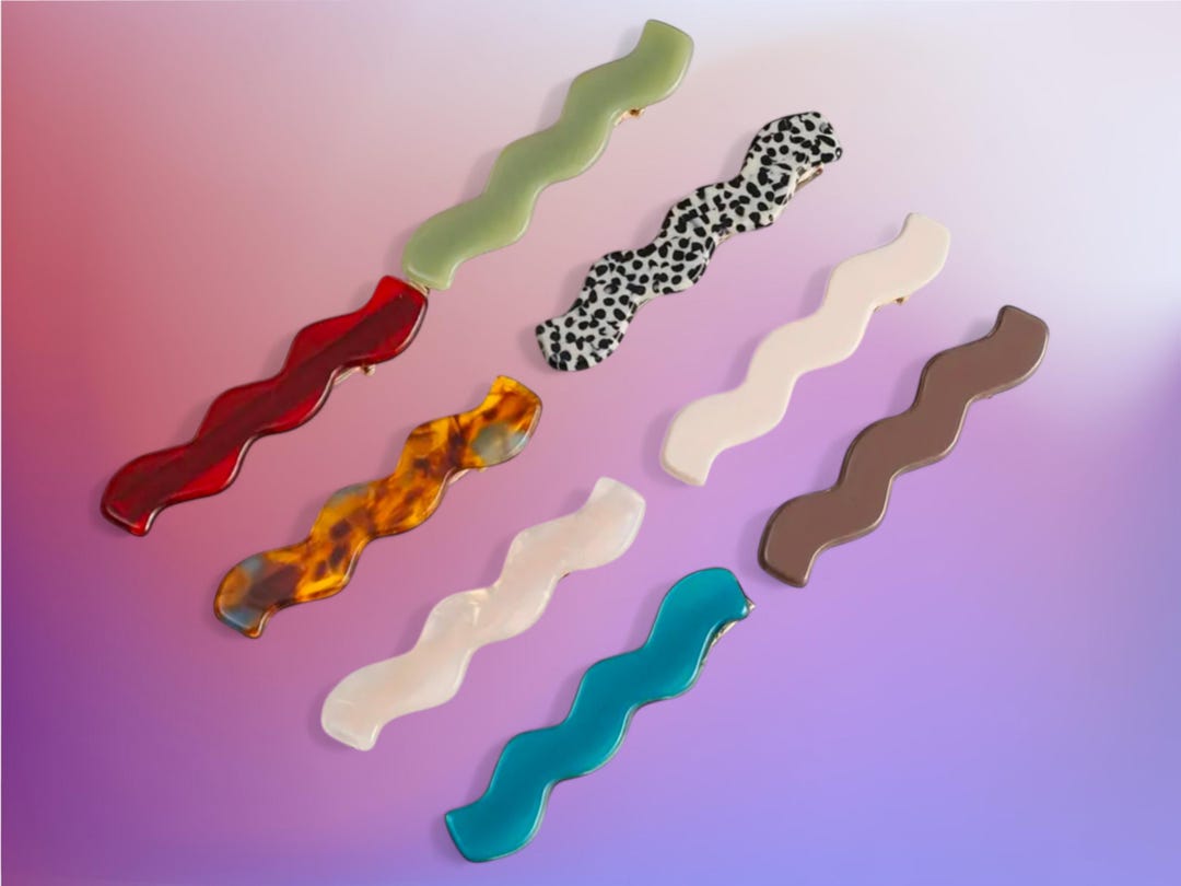 Set of 4 Squiggle Wave Acrylic Barrette Duckbill Hair Clips - Etsy