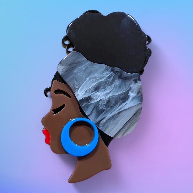 Blue Acrylic Lady Pin - Etsy