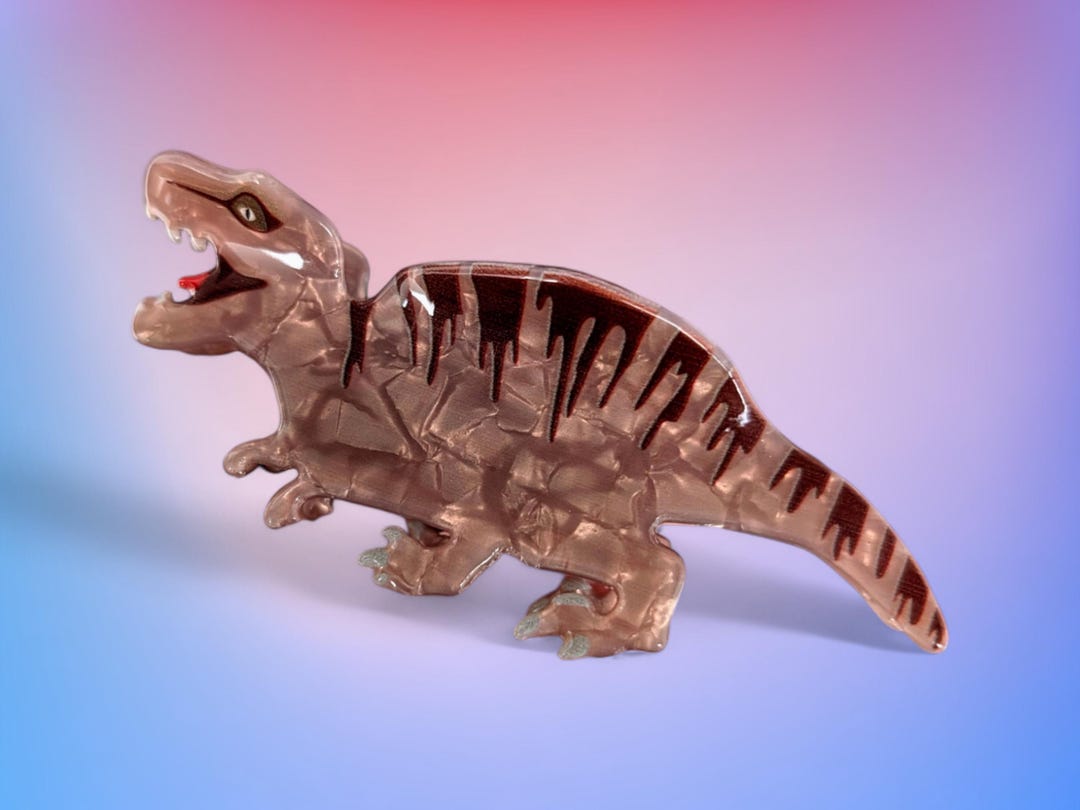 Tyrannosaurus T-rex Dinosaur Fun Acrylic Hair Claw Clip in Brown. - Etsy
