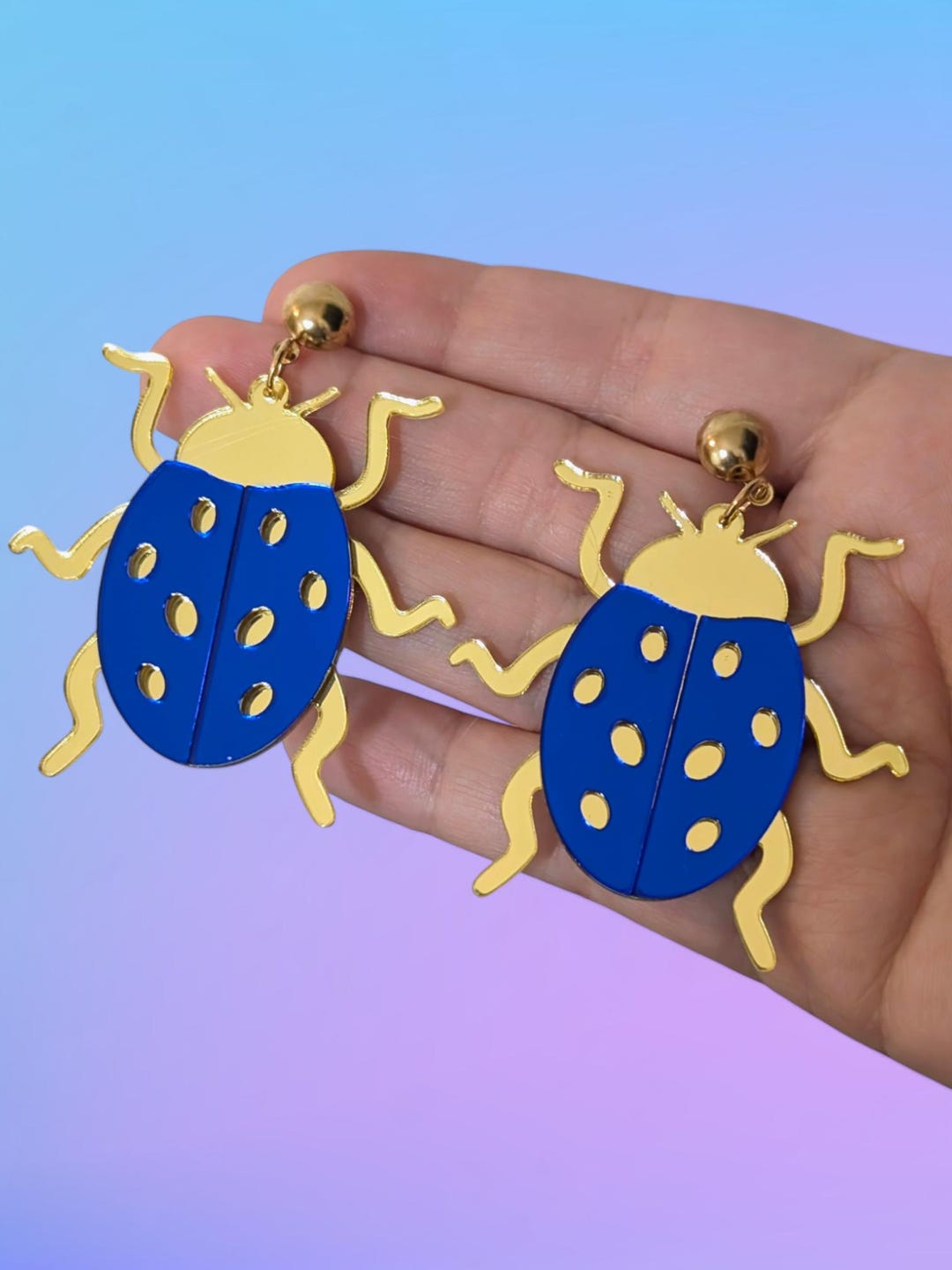 Blue and Gold Beetle Insect Bug Mirror Mirrored Acrylic Laser Cut ...
