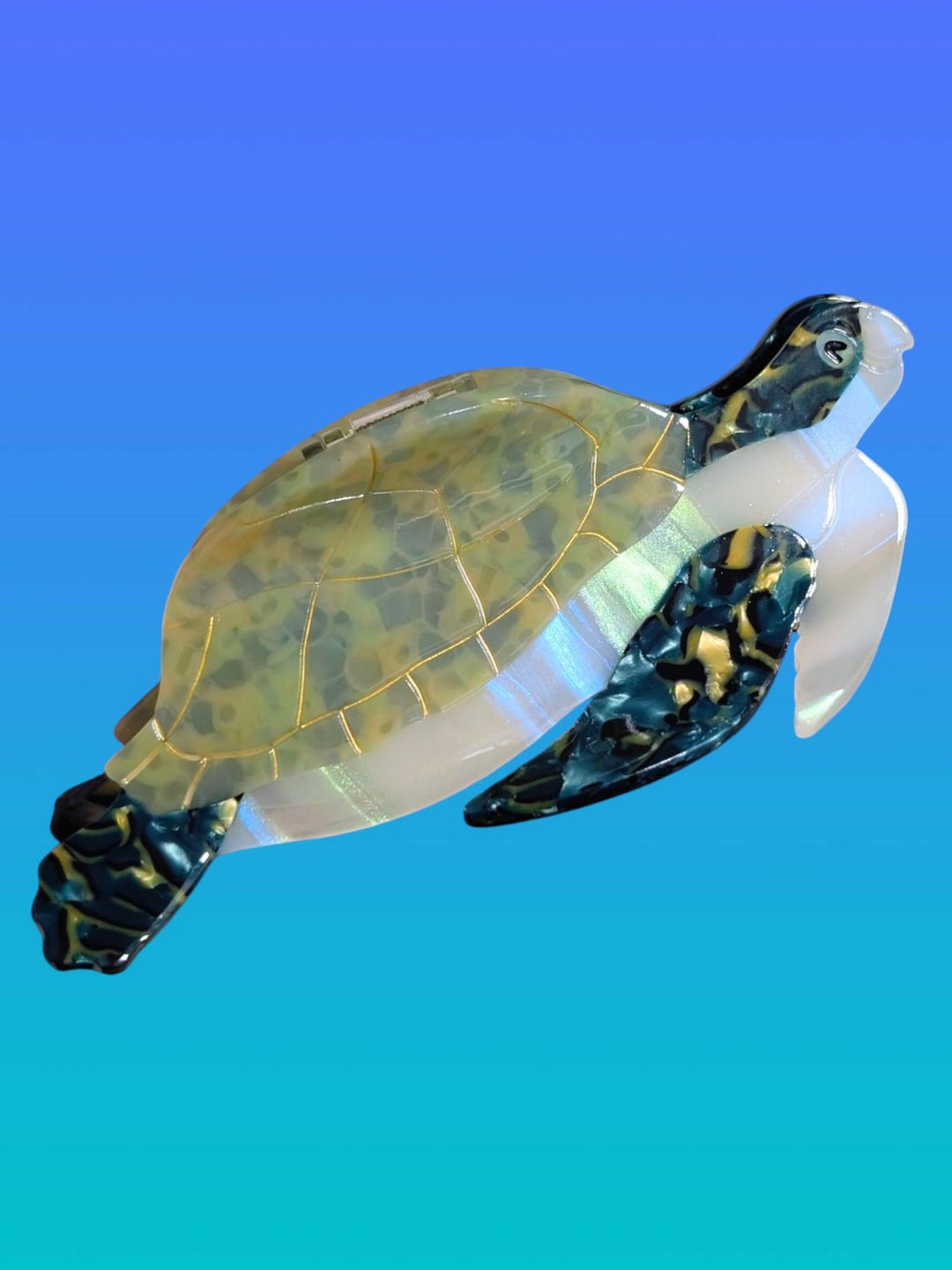 Hair Claw - Green Sea Turtle Fun Conversation Piece Statement Acrylic ...