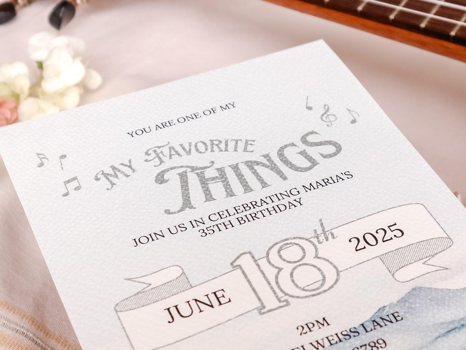 Sound of Music Editable Invitation, My Favorite Things Birthday Party ...