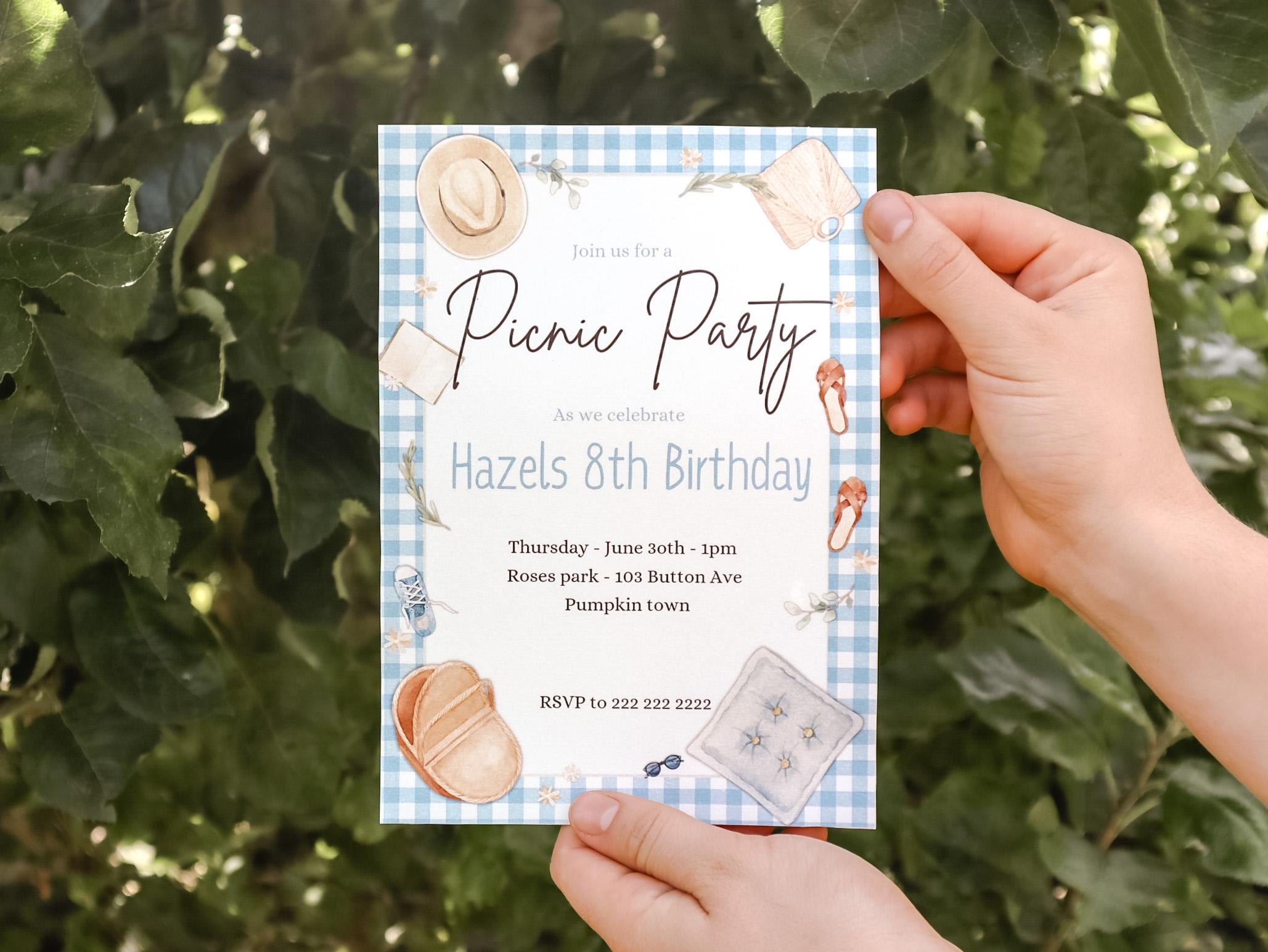 Picnic Editable Invitation Birthday Picnic Party Invite Family Reunion ...