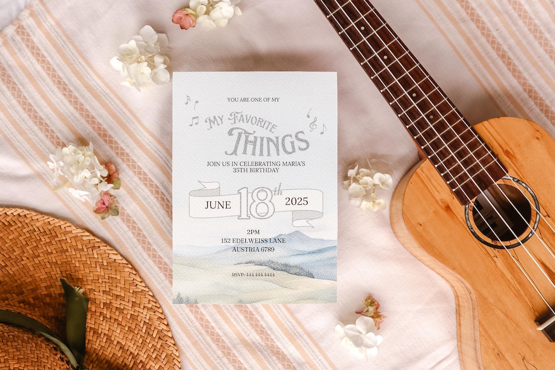 Sound of Music Editable Invitation, My Favorite Things Birthday Party ...