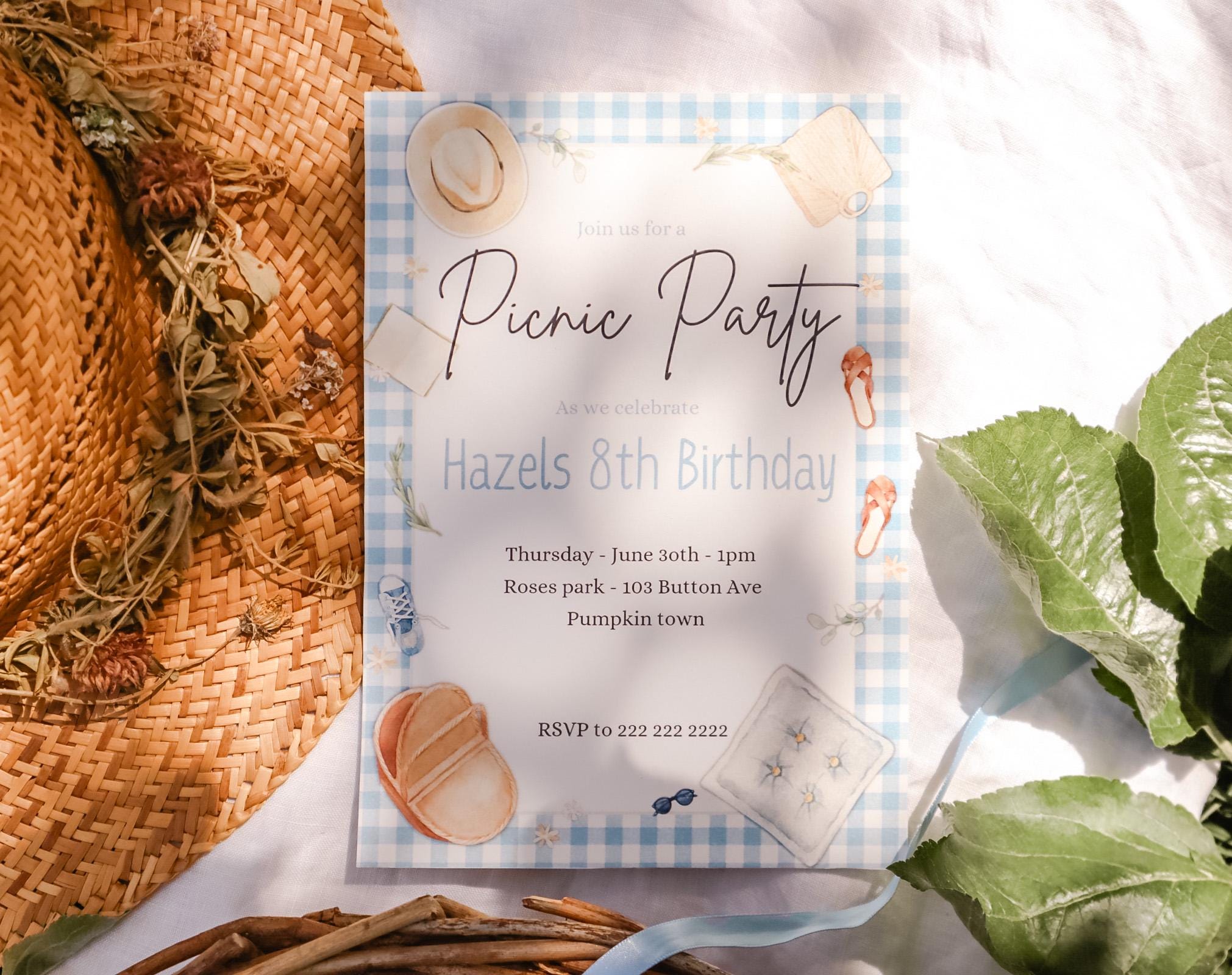 Picnic Editable Invitation Birthday Picnic Party Invite Family Reunion ...
