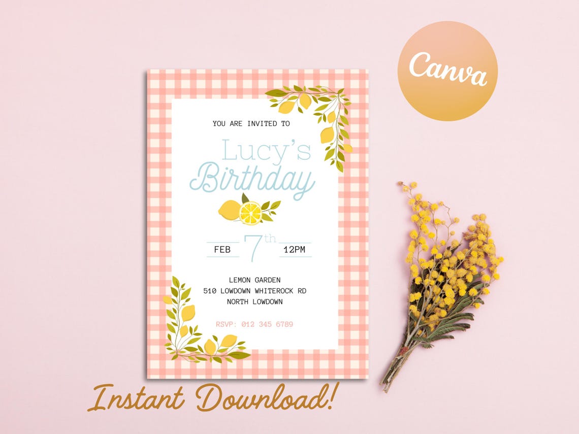 Citrus Editable Invitation, Lemon Birthday Invite, Fruit Bridal Shower ...