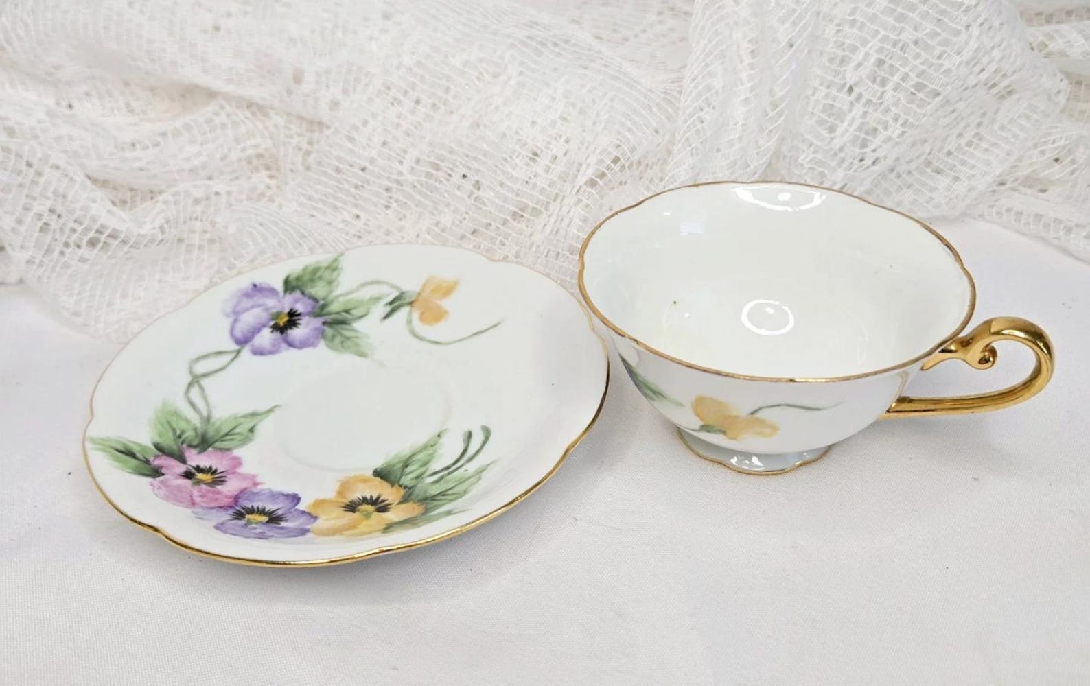 Vintage L. Schmied Teacup/saucer Hand-painted Poppies - Etsy