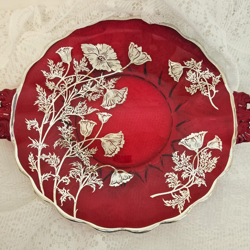 Ruby Glass Platter - Etsy