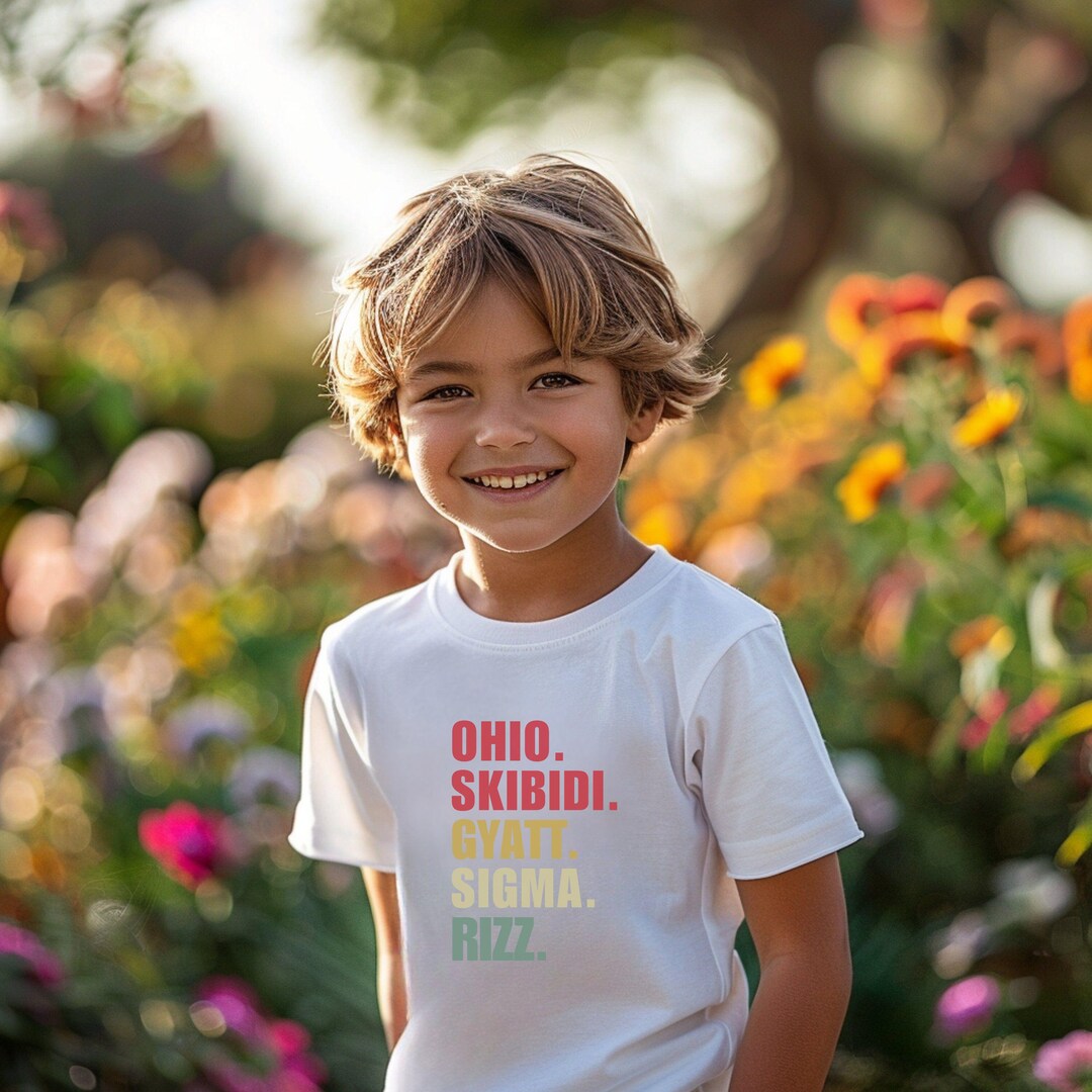 Skibidi Meme Kids Shirt - Funny Meme Colorful Text Tee, Trendy Internet ...