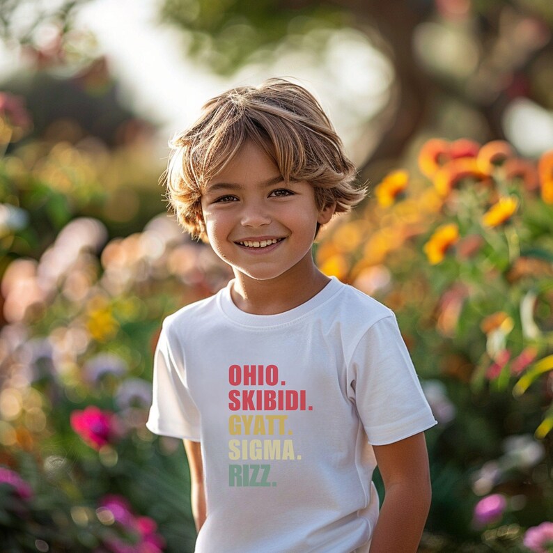 Skibidi Meme Kids Shirt - Funny Meme Colorful Text Tee, Trendy Internet ...