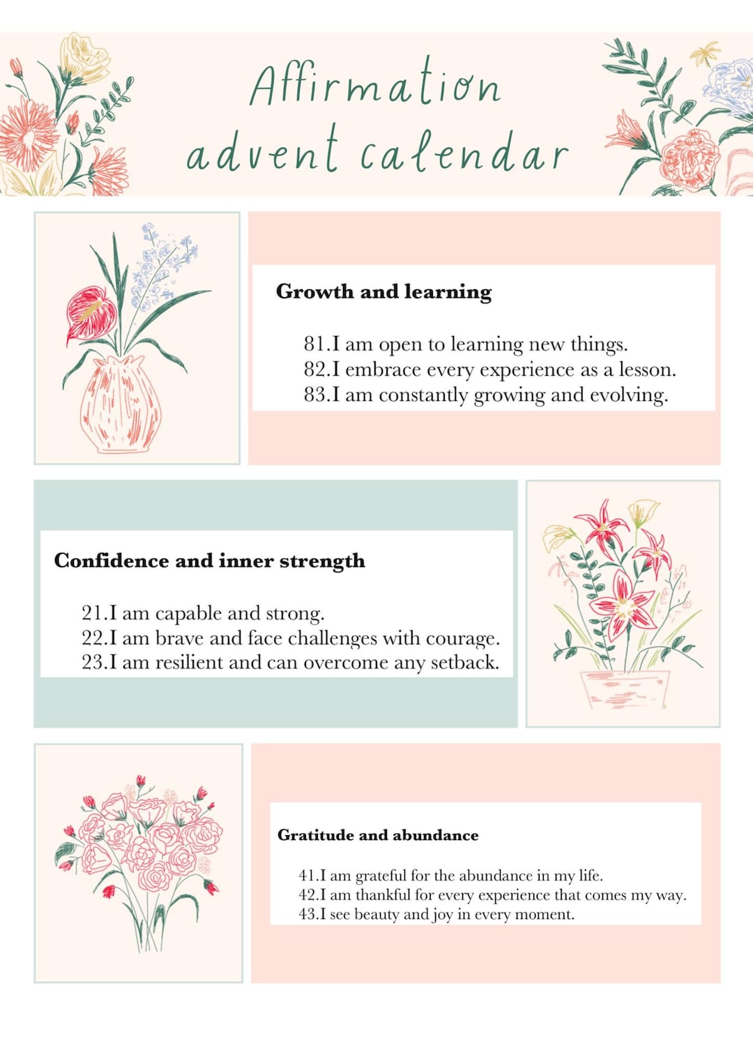 365 Affirmations Positive Advent Calendar for 2025 - Etsy