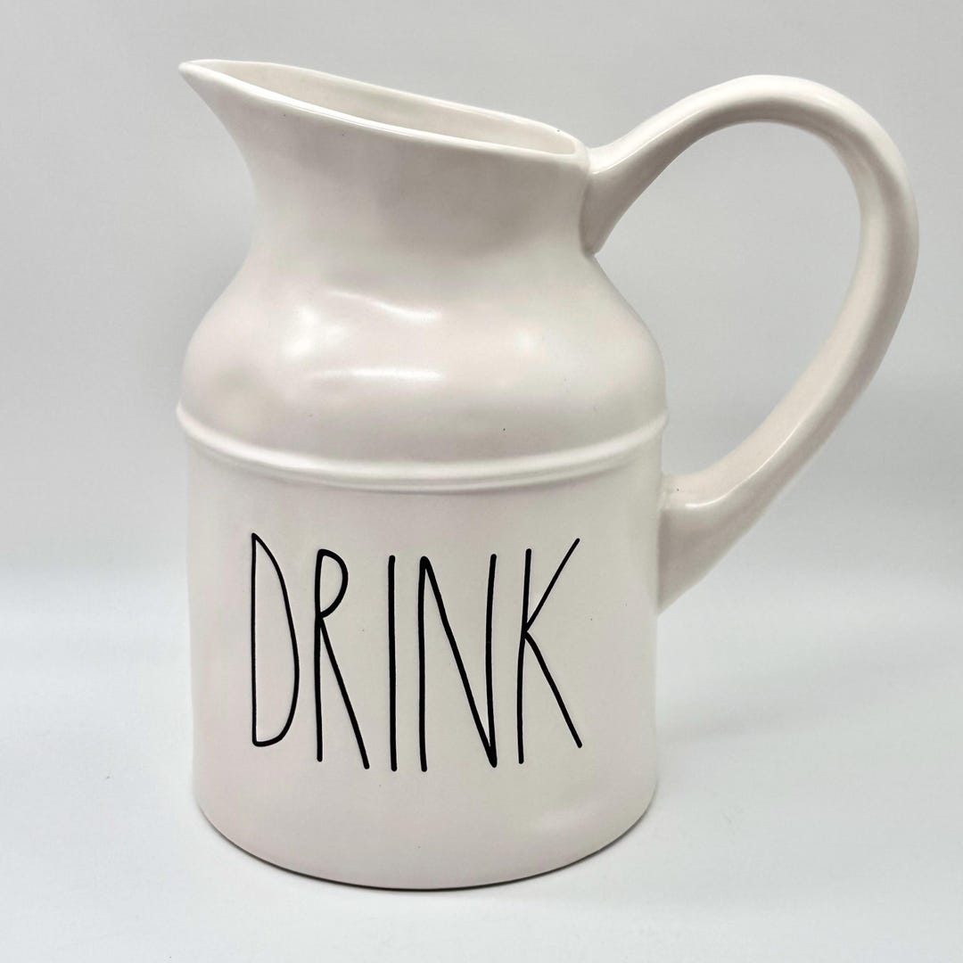 Rae Dunn DRINK White Ceramic Large Pitcher Vase - Etsy