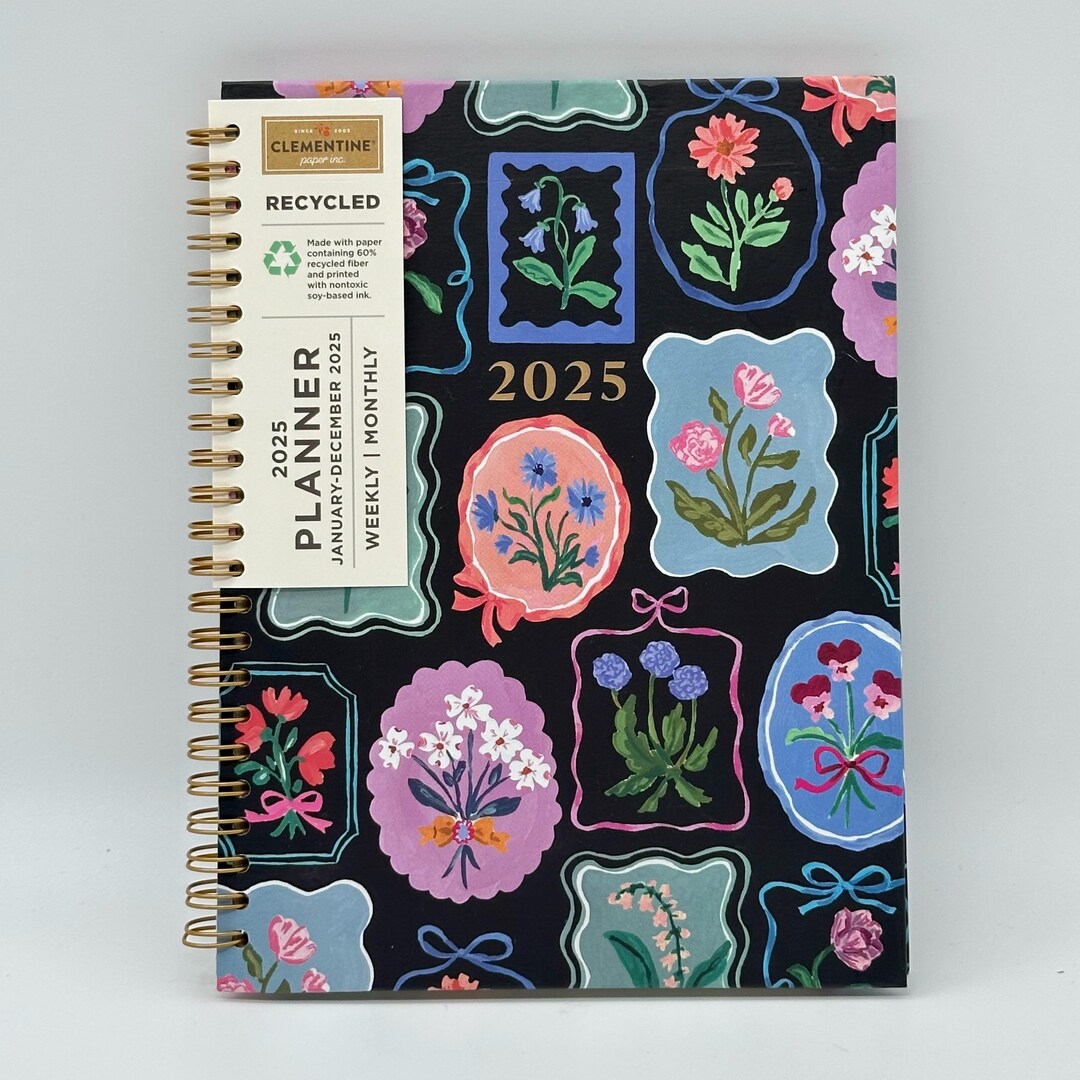 2025 Clementine Paper Inc. 12-month Planner Hard Cover flowers ...