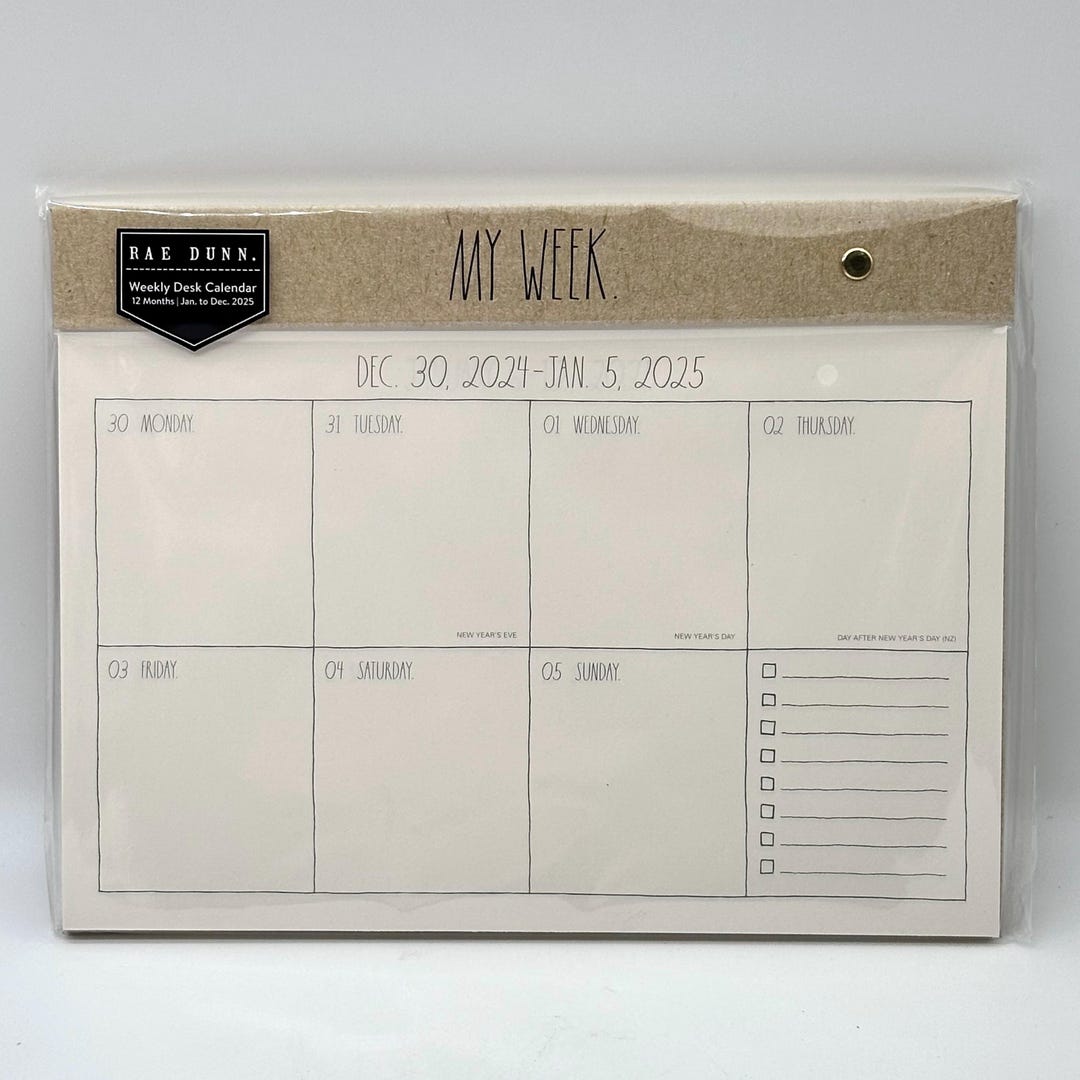 Rae Dunn MY WEEK 12 Months 2025 Weekly Desk Pad Calendar Planner pink ...