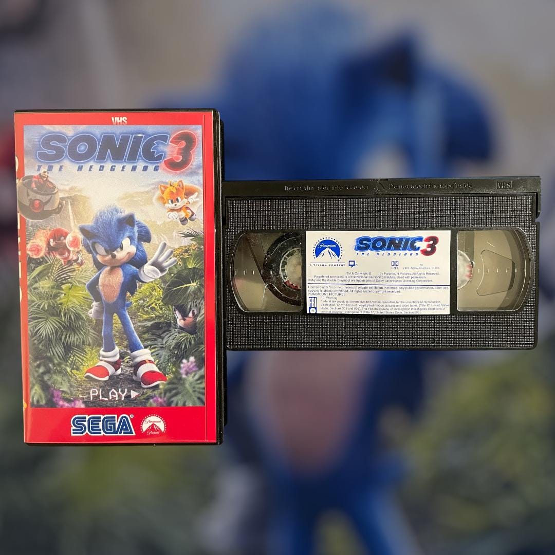 Sonic the Hedgehog 3 Movie VHS Custom ARTWORK - Etsy