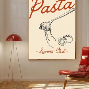 Retro Pasta Print: Minimalist Italian Kitchen Decor (digital Download ...