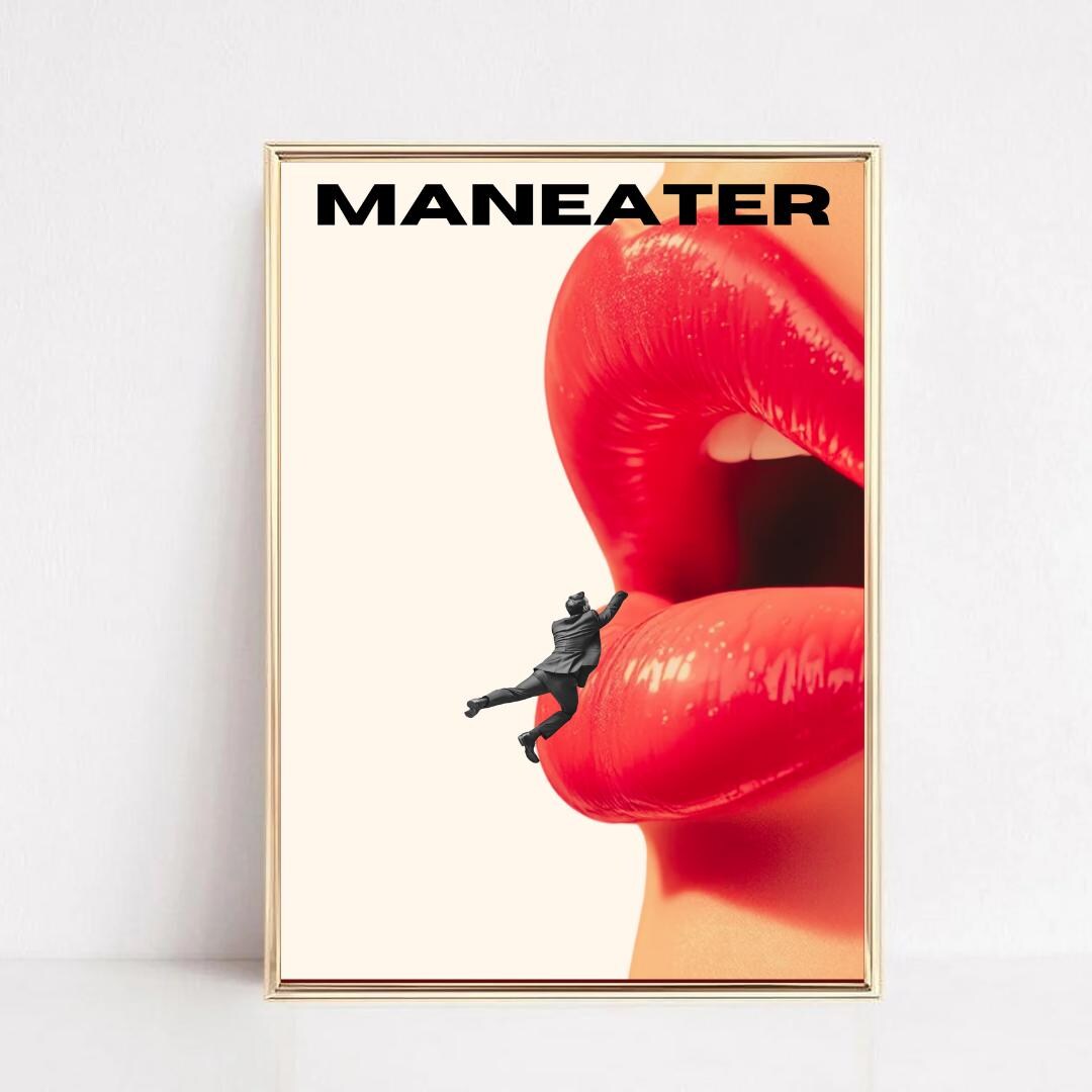 Man-eater Lips Art Print: Retro Collage Poster (digital Download) - Etsy