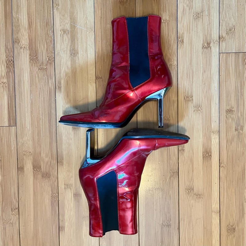 Shiny Red Boots - Etsy
