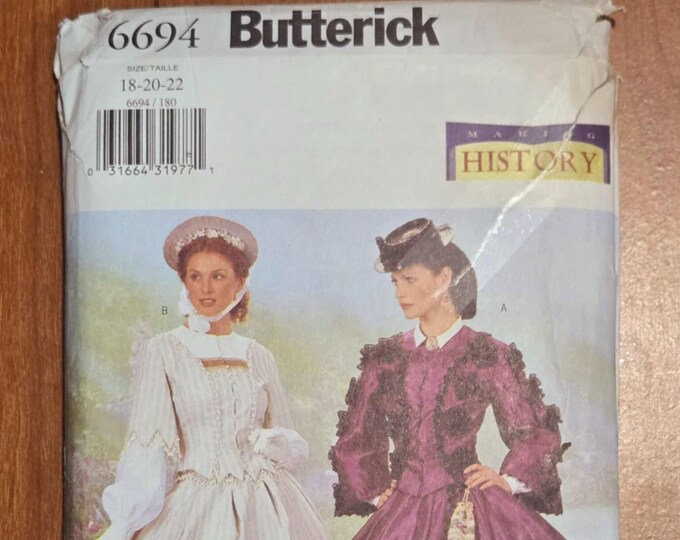 Victorian Costumes Sewing Pattern- Butterick 6694 Making History Gowns ...