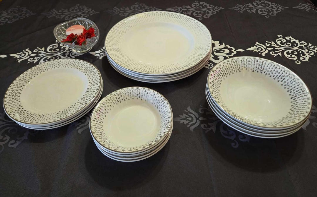 1960s Silver Rain Ironstone Tableware Set - Retro Dinnerware - Etsy