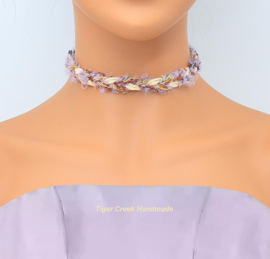 Violet Boucle Furry Choker Necklace, Coco Boho Style, Elegant Custom ...