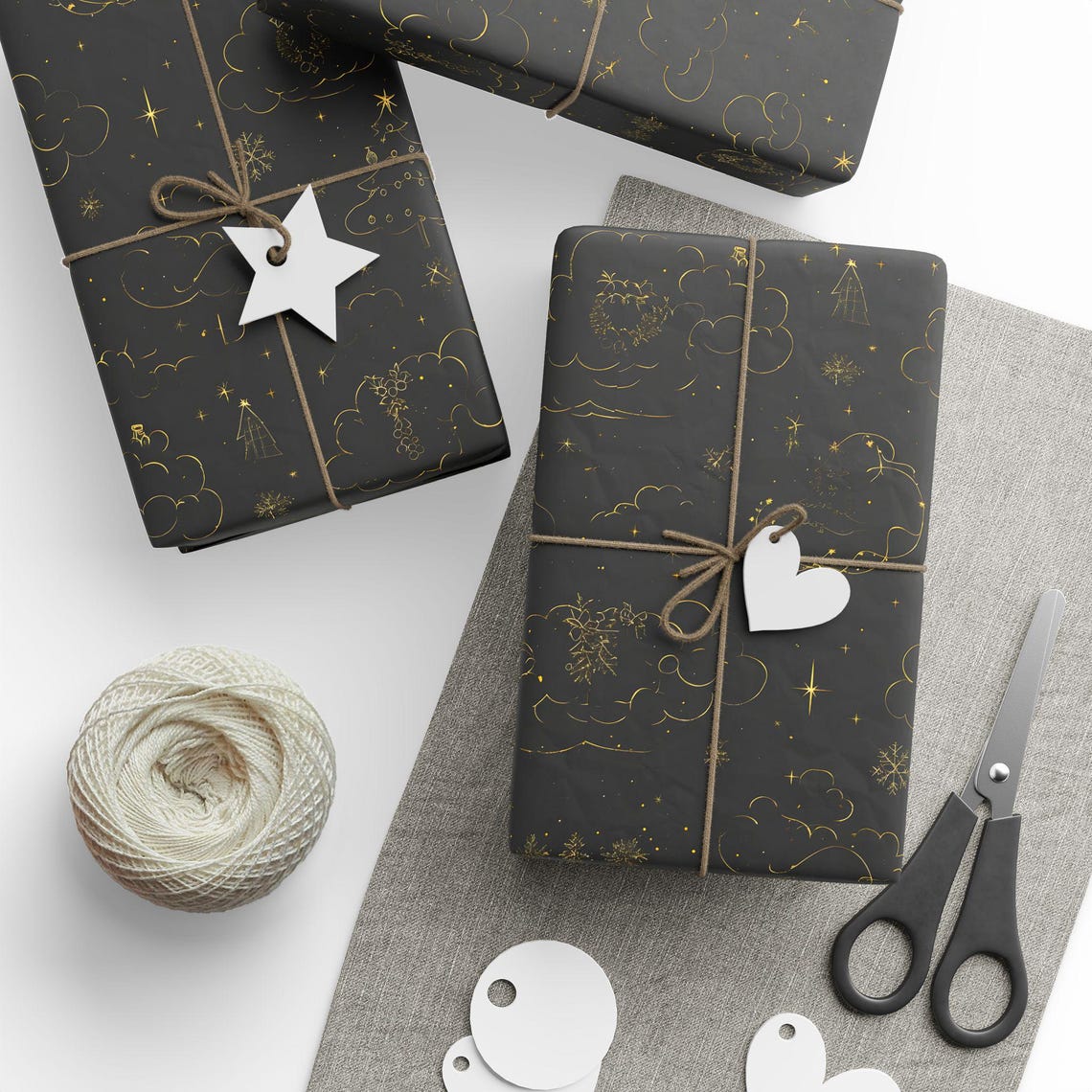 Elegant Black & Gold Wrapping Paper, Luxury Gift Wrap for Holidays ...