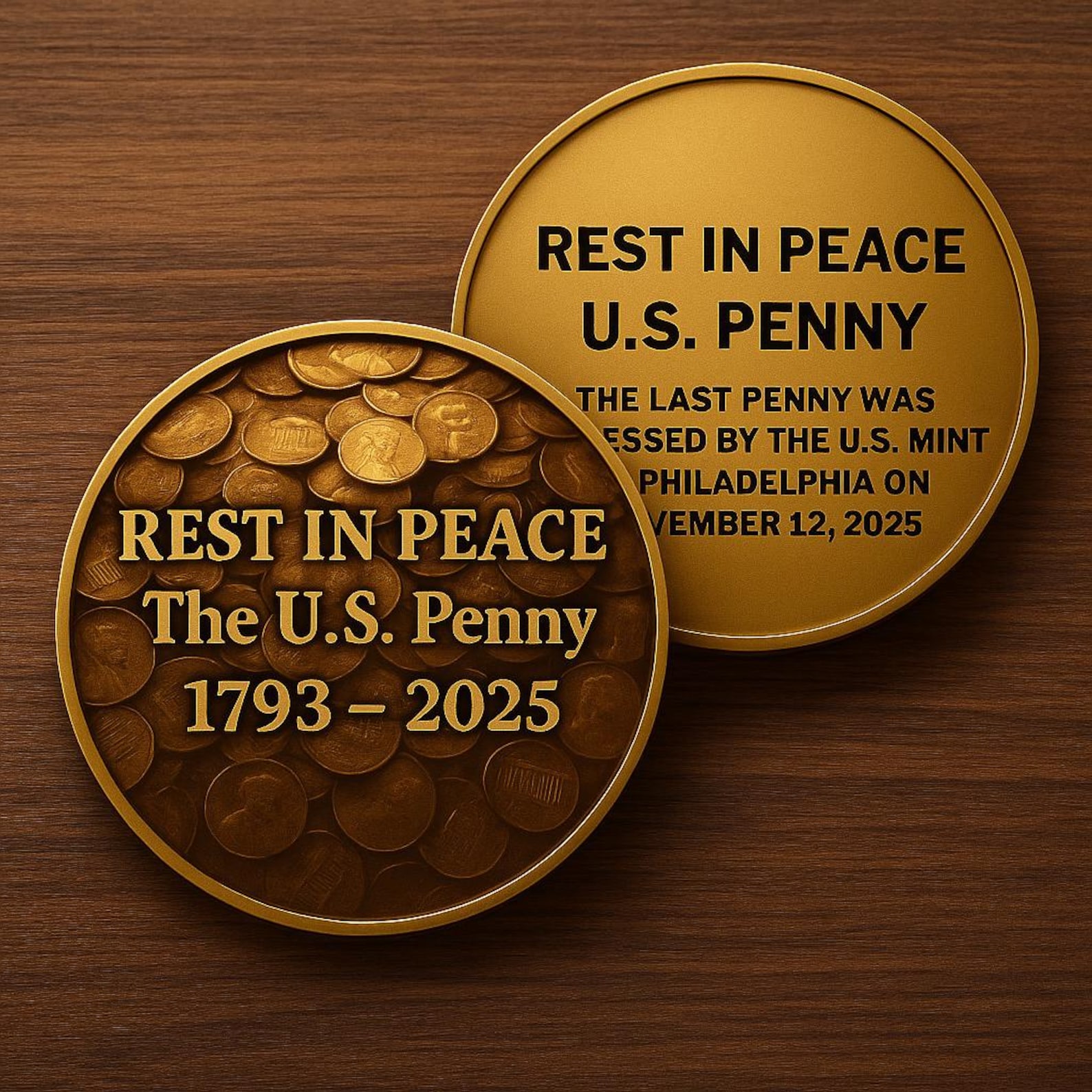 RIP U.S. Penny Coin • 1793–2025 Last Penny Tribute • Funny Collectible ...