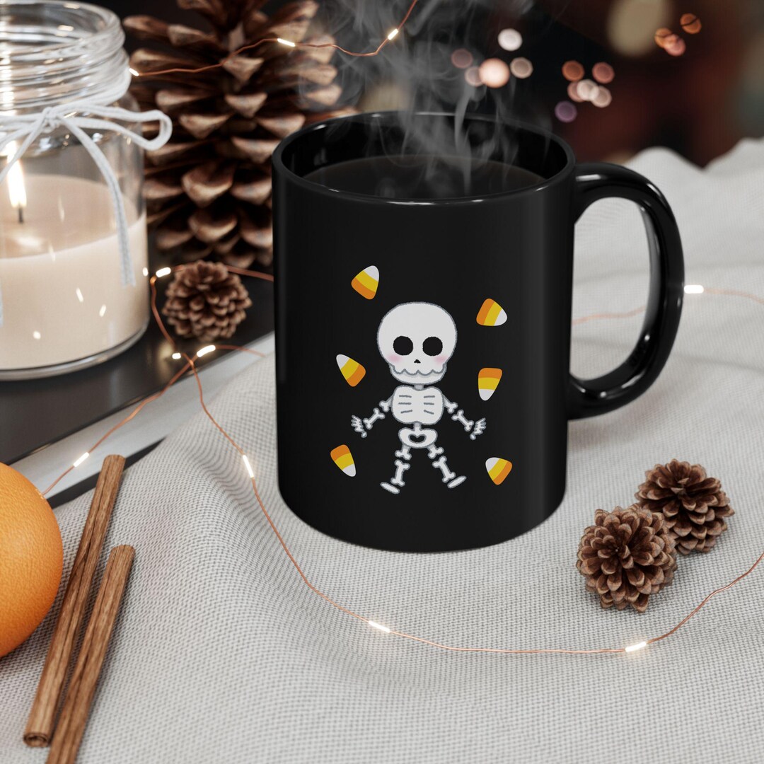 Slightly Subtle Candy Corn Skeleton Halloween Mug, Cute Spooky Season ...