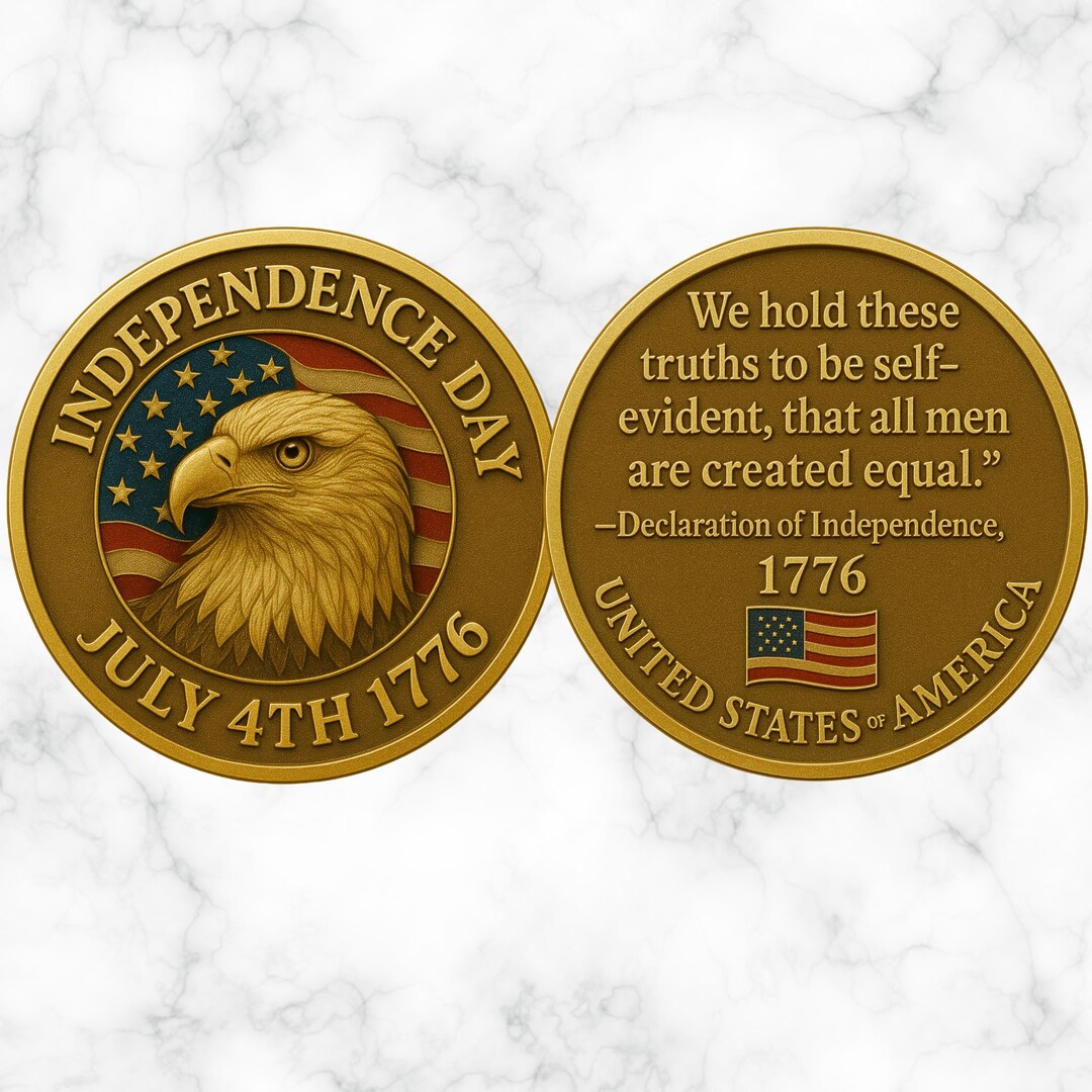 4th of July Commemorative Coin: Patriotic Eagle, Independence Day ...