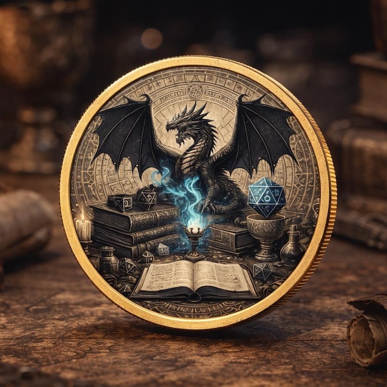 Fantasy Dragon Coin, Tabletop RPG Gamer Gift (1.6 Inch) - Etsy