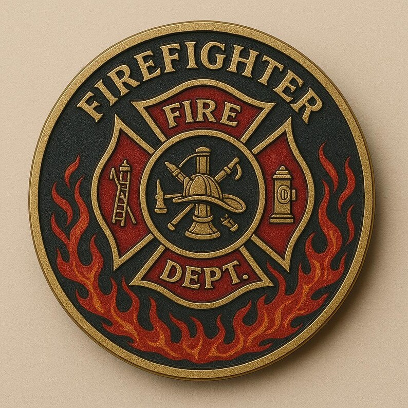Firefighter Challenge Coin: Maltese Cross & American Flag - Fire ...