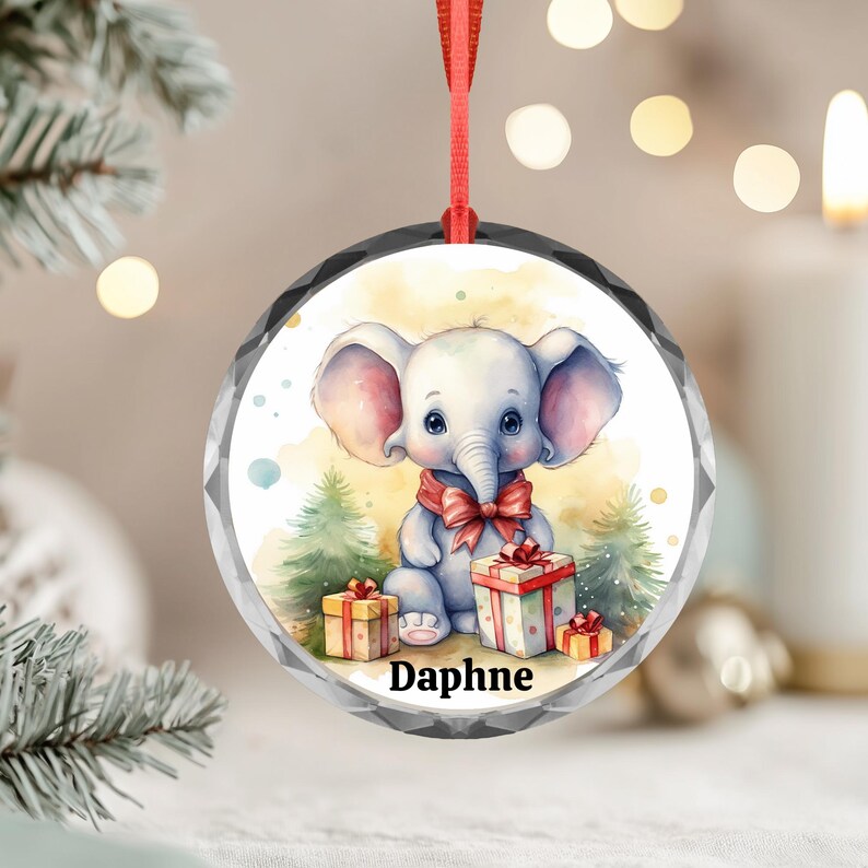 Personalized Baby Elephant Ornament | Watercolor First Christmas Gift ...