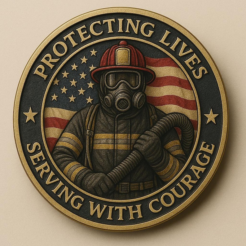 Firefighter Challenge Coin: Maltese Cross & American Flag - Fire ...