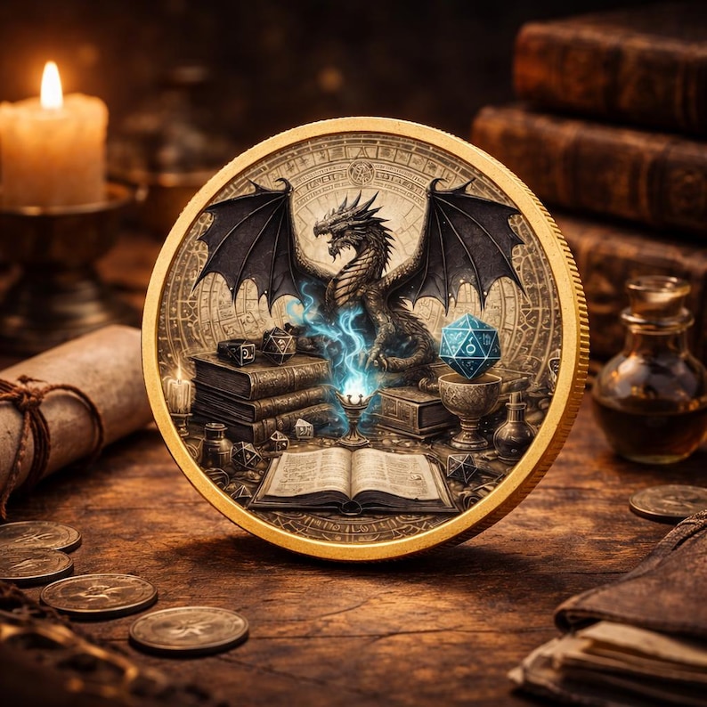 Fantasy Dragon Coin, Tabletop RPG Gamer Gift (1.6 Inch) - Etsy