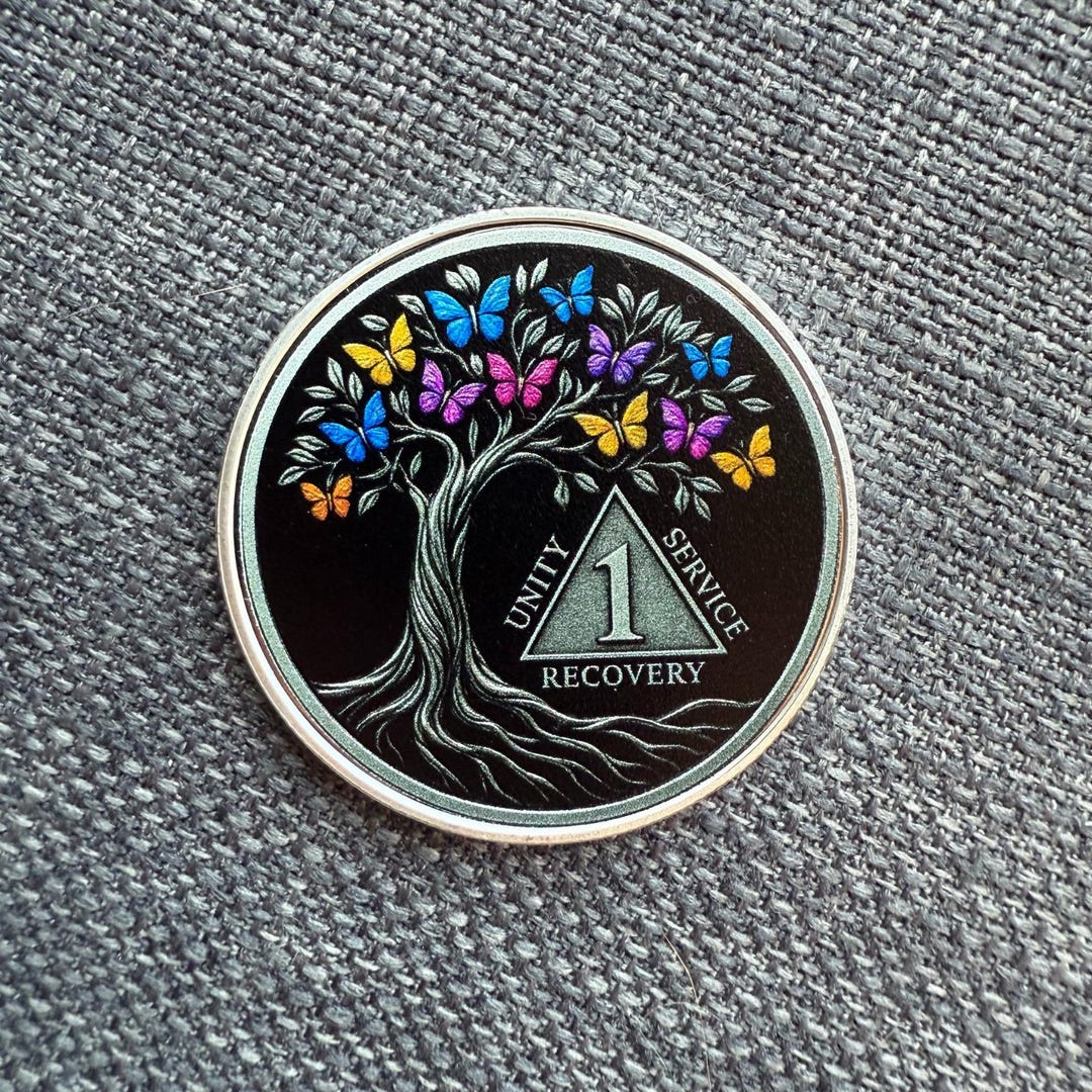Personalized Sobriety Coin: Tree of Life, Butterfly AA Medallion - Etsy