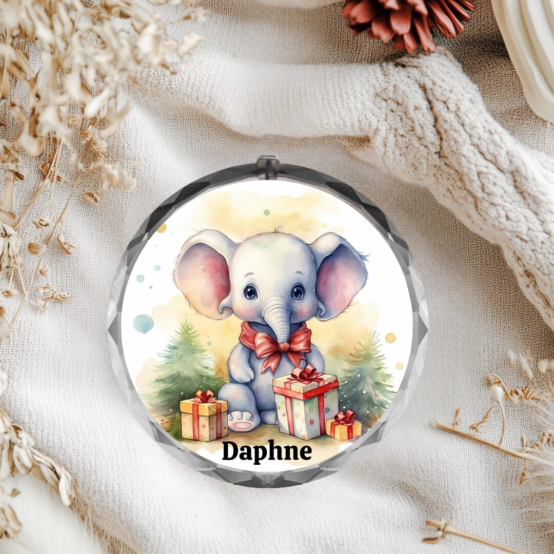 Personalized Baby Elephant Ornament | Watercolor First Christmas Gift ...