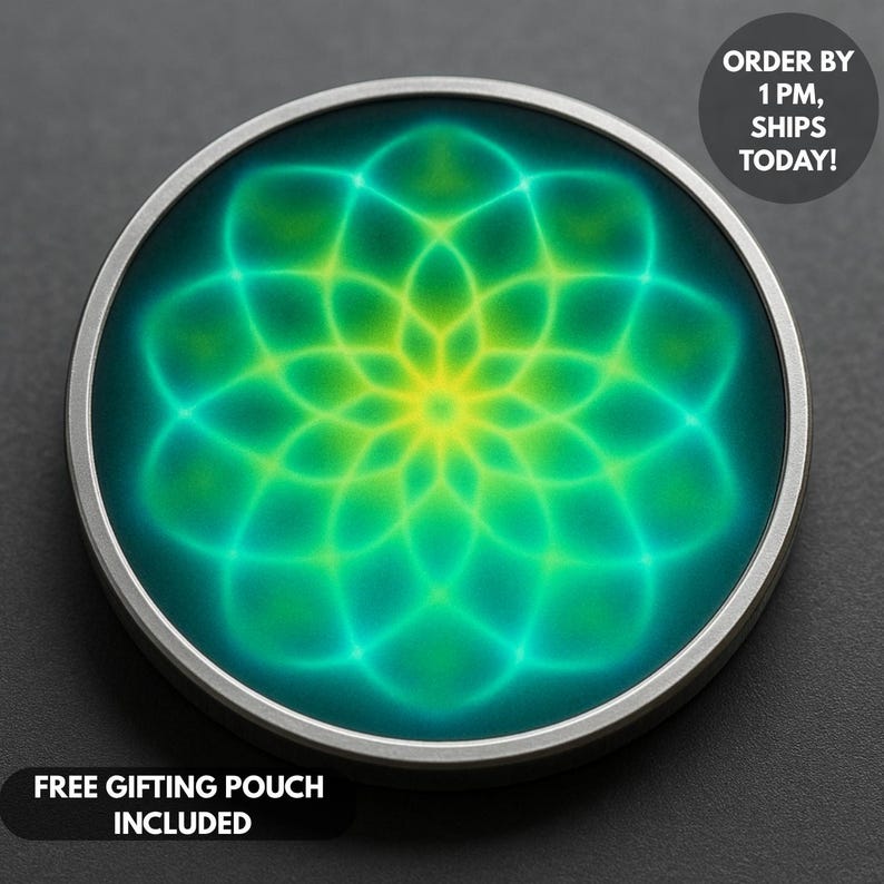 Chakra Alignment Coin: Cymatic Mandala Pocket Token for Meditation - Etsy