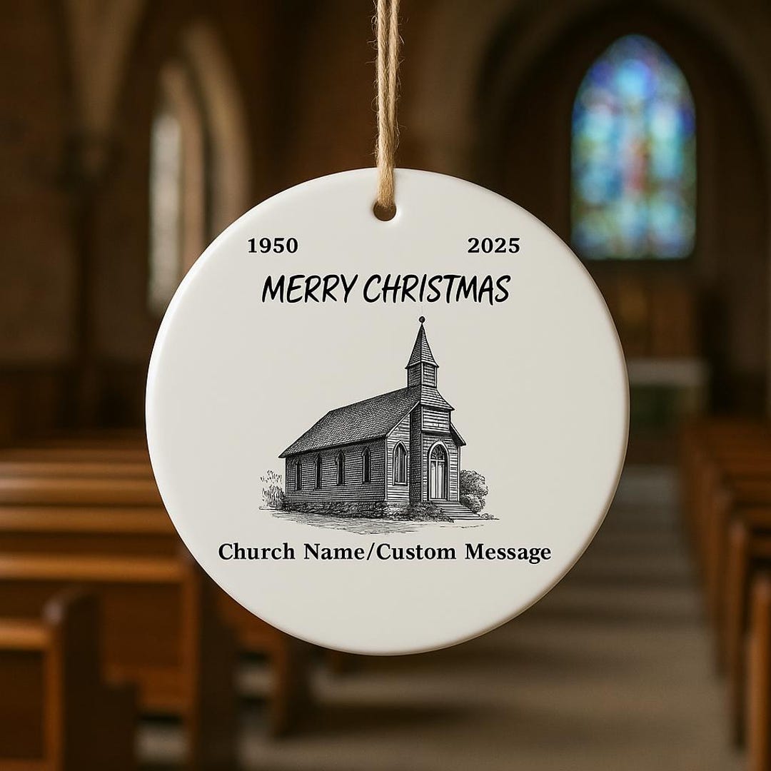 Personalized Church Christmas Ornament • Custom Sketch Keepsake - Etsy