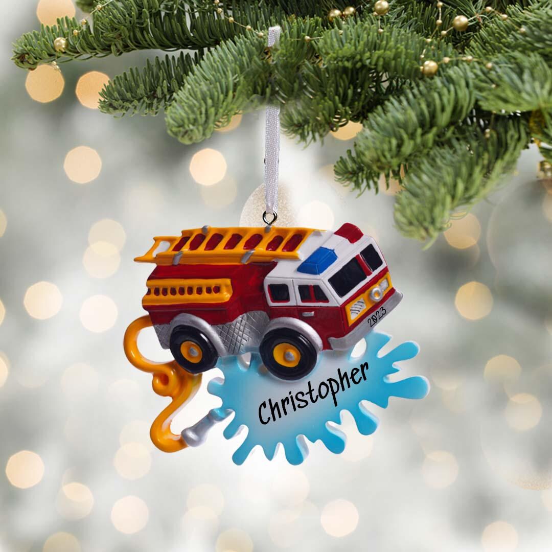 2024 Personalized Fire Truck Ornament-fireman Christmas Ornament ...