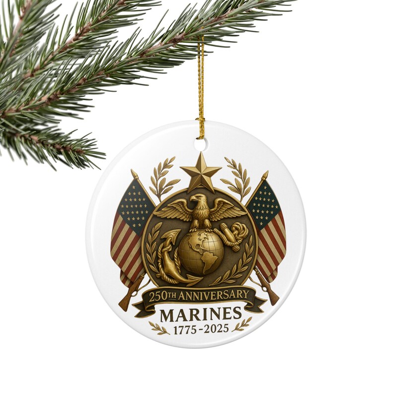 USA Marines 250th Anniversary Ceramic Ornament | USMC 1775–2025 | Marine Corps Military ...
