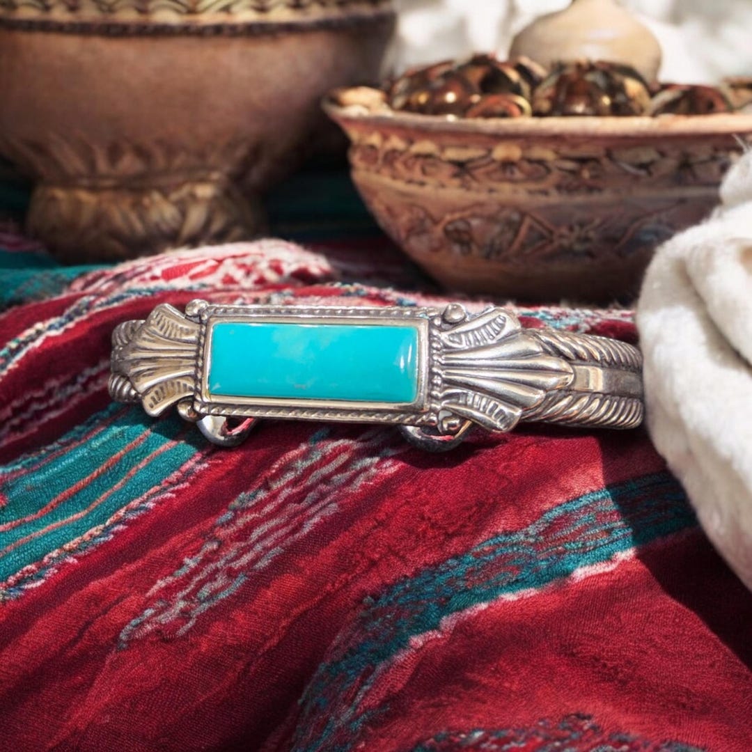 Carolyn Pollack Vintage Cuff Turquoise Bracelet Santa Fe Southwest ...