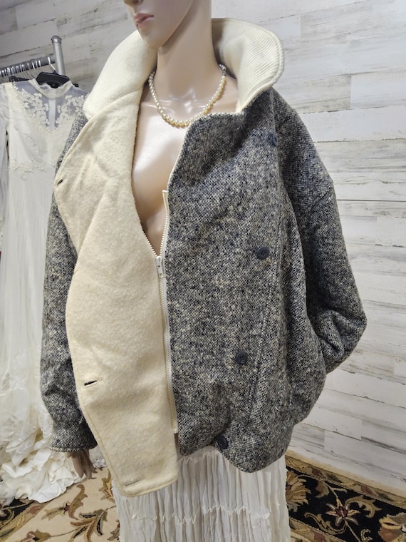 Vintage Wool Coat* Grunge Oversize Winter Coat* Gray-… - Gem