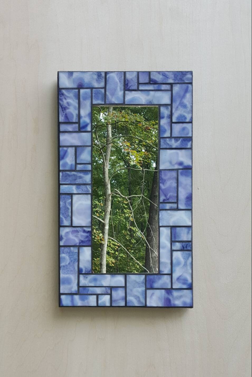 8 X 14 Lavender Blue Violet Stained Glass Mosaic Mirror, Accent Mirror ...