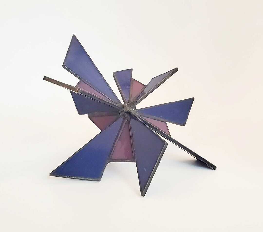 One of a Kind Plum Purple and Dusty Rose Stained Glass Sculpture by ...